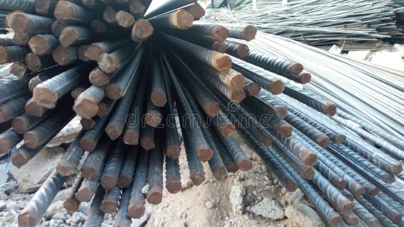 Formation of Iron Poles Manufactured for Construction Stock Photo ...