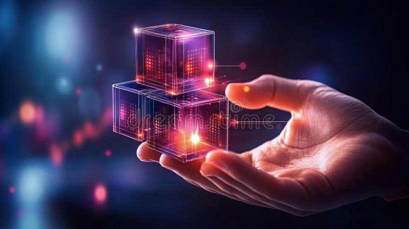 A Formation of Multi-layered, Transparent Cubes Emitting Light ...