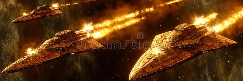 Formation of Ships Navigating through Star-filled Space Stock ...