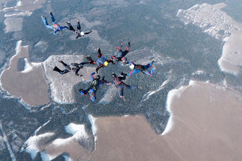 Formation Skydiving in Free Falling. Stock Image - Image of falling ...