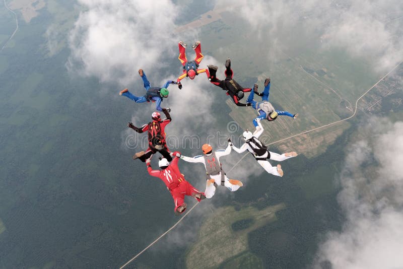 Formation Skydiving. a Group of Skydivers are in the Sky. Stock Image ...
