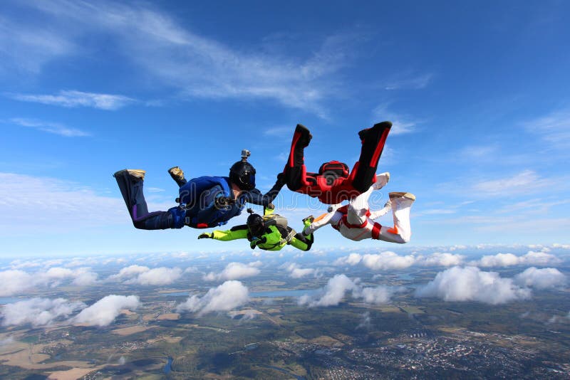 Formation Skydiving. Side View of the Formation Stock Image - Image of ...