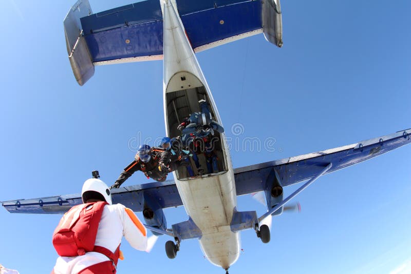 Formation Skydiving. Side View of the Formation Stock Image - Image of ...