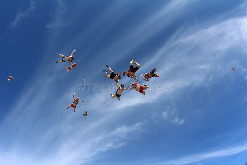 Formation Skydiving. Skydivers are Falling without Suits. Editorial ...