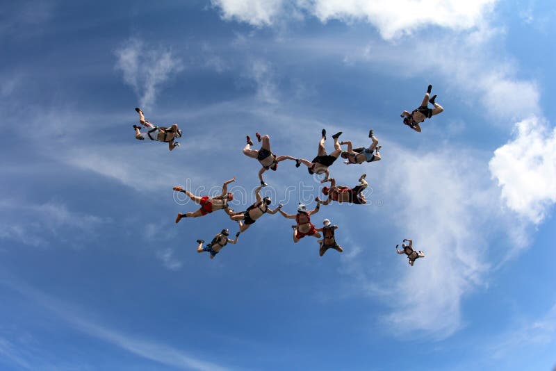 Formation Skydiving. Skydivers are Falling without Suits. Editorial ...