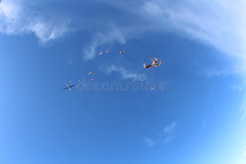 Formation Skydiving. Side View of the Formation Stock Image - Image of ...
