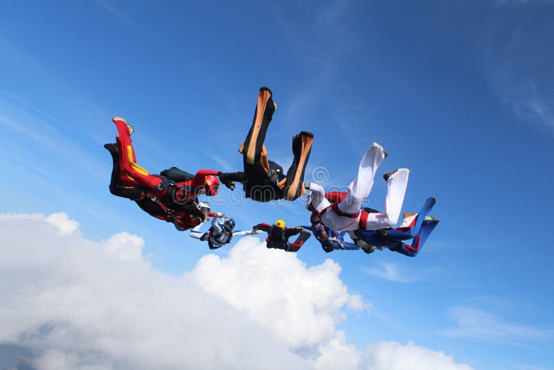 Skydiving. Skydivers are Jumping Out of a Plane. the View from an ...