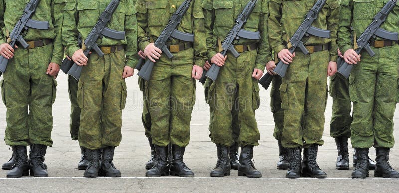 Formation of Soldiers with Guns Stock Image - Image of camouflage ...