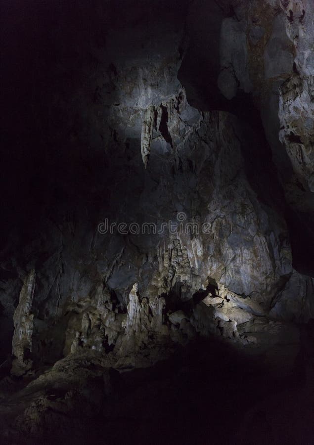 Formations in the Darkness of a Cave Stock Photo - Image of hole ...