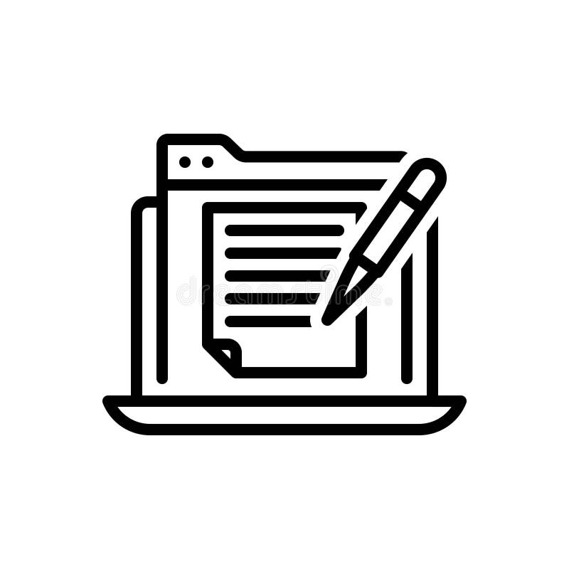 Black Line Icon for Formatting, File and Laptop Stock Illustration ...