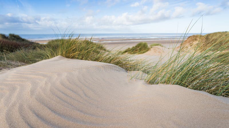 Formby Sand Dunes in Black and White Stock Photo - Image of liverpool ...