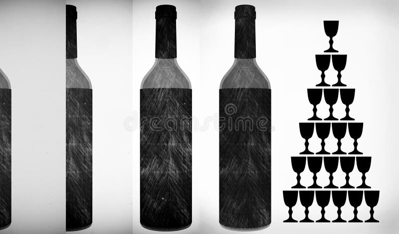 Forme De Bouteilles Et En Verre De Vin Illustration Stock ...