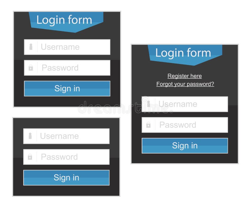 Forme De Login Dans Des Variantes Simples Et Complexes Illustration de ...