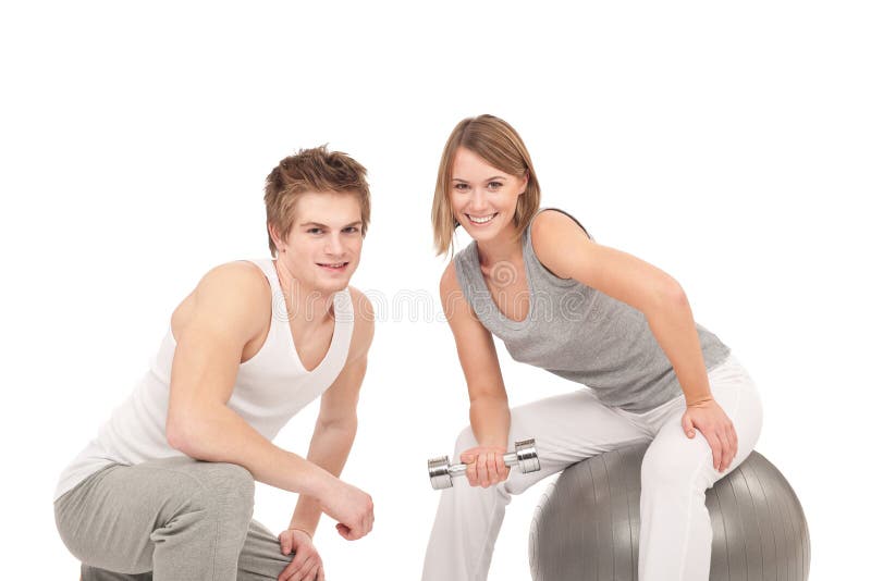 Forme Physique - Formation De Couples Avec Des Poids Photo stock ...