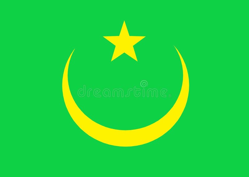 Former Mauritania Flag with a Yellow Crescent Moon Under a Smaller Five ...
