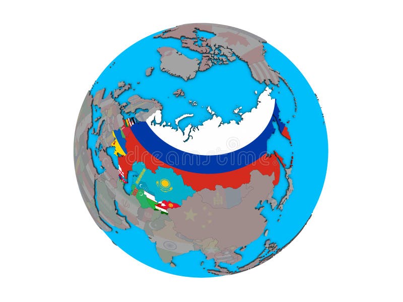Former Soviet Union with Flags on Globe Isolated Stock Illustration ...