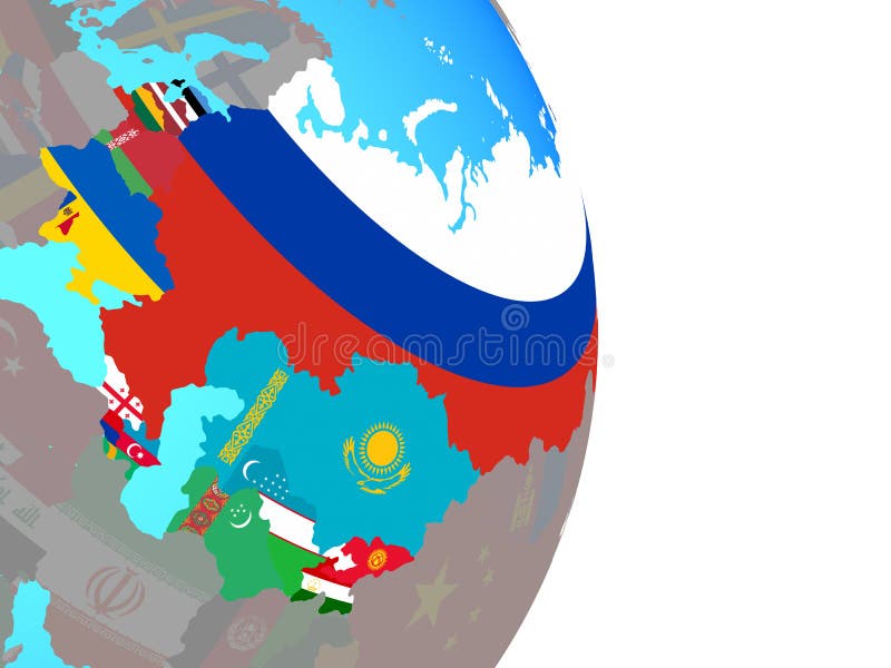 Former Soviet Union with Flags on Map Stock Illustration - Illustration ...
