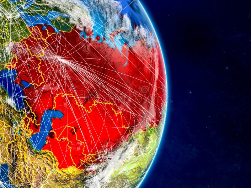 Former Soviet Union on Planet Earth with Networks. Extremely Detailed ...