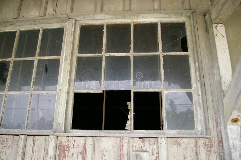 Missing Window Panes in an Abandoned Building Stock Image - Image of ...