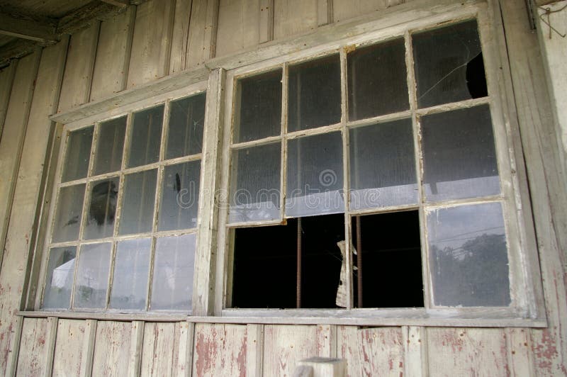 Missing Window Panes in an Abandoned Building Stock Image - Image of ...