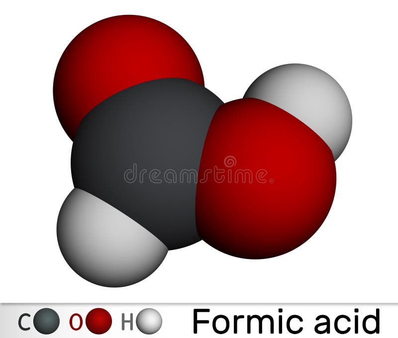 Formic Acid, Methanoic Acid CH2O2 Molecule. Molecular Model Stock ...