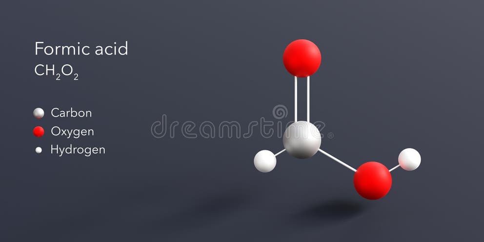 Formic Acid Molecule 3d Rendering, Flat Molecular Structure with ...