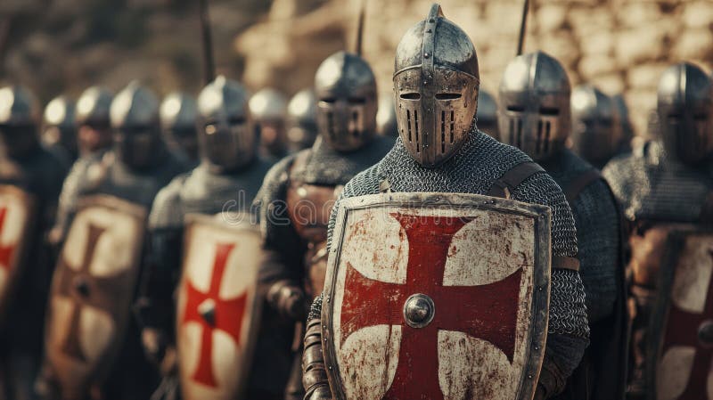 Formidable Array of Men in Gleaming Armor Standing Boldly Stock ...