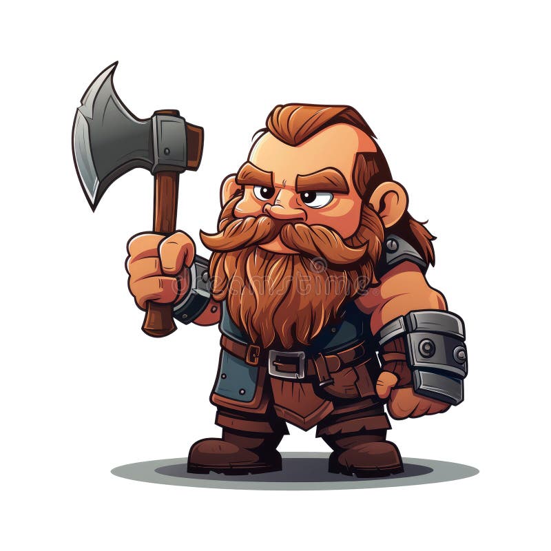 Mighty Dwarf Warrior with Battle Axe, Ready for Adventure Stock ...