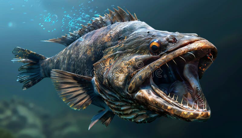 A Formidable Deep-sea Fish with Sharp Teeth Stock Illustration ...