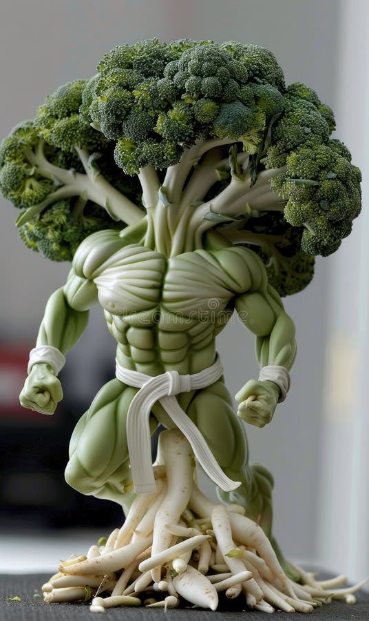 A Formidable Figure Shaped from Broccoli Dominates a Tabletop, Its ...