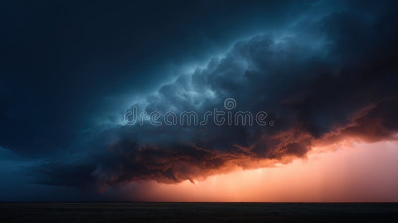 An Intense Supercell and a Visible Shaft of Falling Rain Generative AI ...
