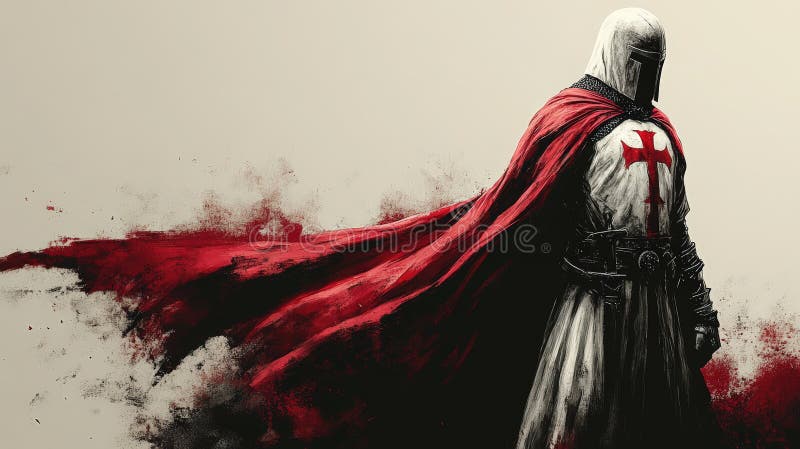 Knight Stands Bold in a Striking Cloak, Embodying Valor and History ...