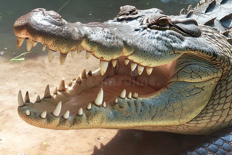Formidable Predator Wide Open Mouth of a Crocodile Captured in Detail ...