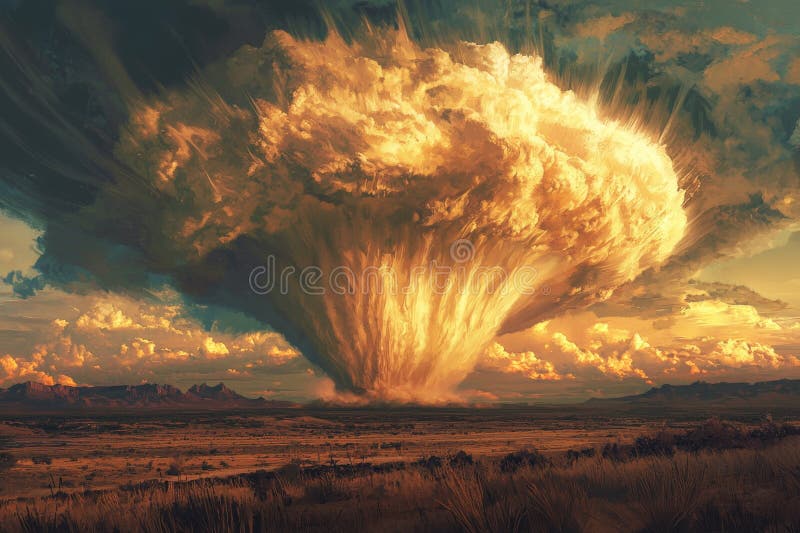 A Formidable Tornado Set Against the Backdrop of a Sunset Sky Stock ...