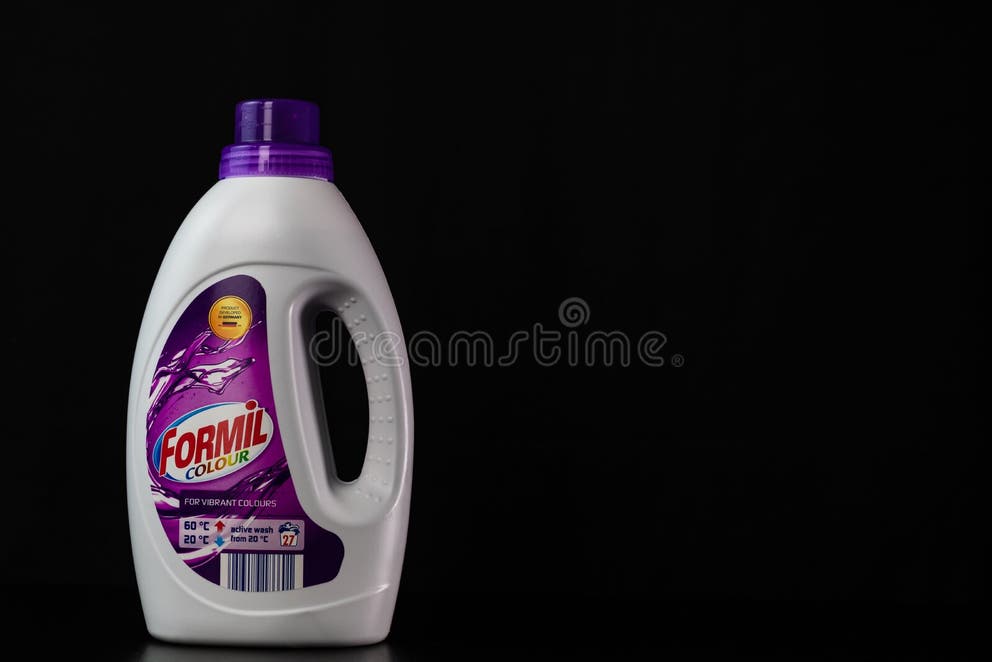 Formil Liquid Laundry Detergent Isolated on Black. Bucharest, Romania ...