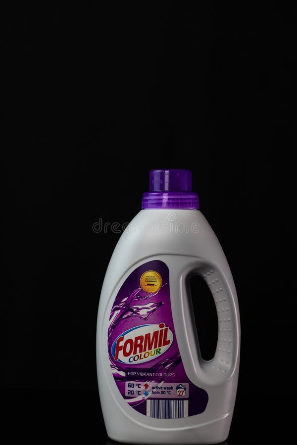Formil Liquid Laundry Detergent Isolated on Black. Bucharest, Romania ...