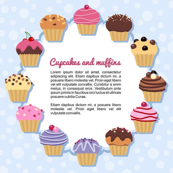 Cupcake Circle Frame Stock Illustrations – 801 Cupcake Circle Frame ...