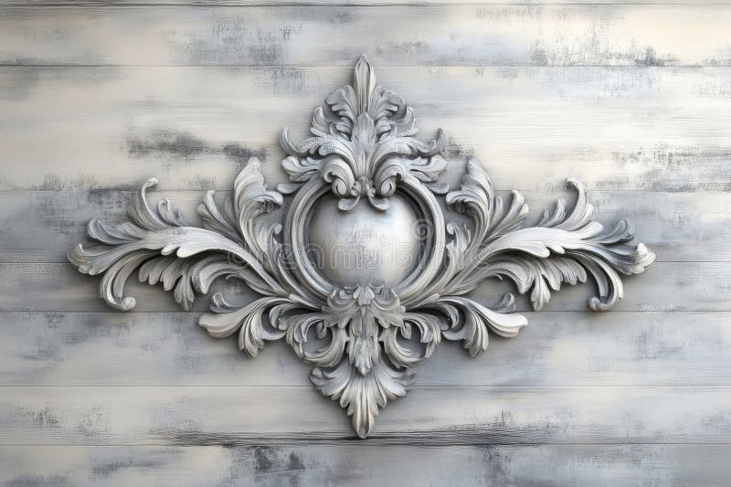 Forming a Gypsum Molding on a Wall with Blue Texture in the Rococo ...