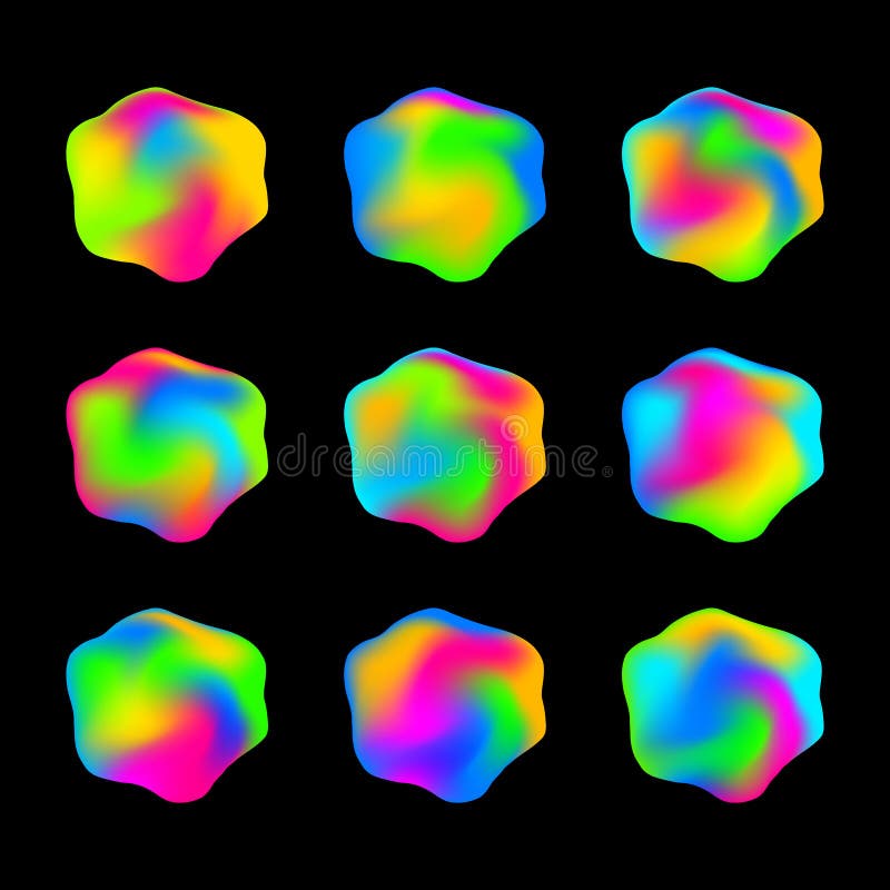 Formless Fluorescent Rainbow Jelly Like Drops Design Elements Se Stock ...