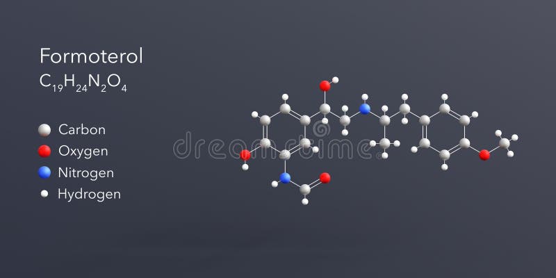 Formoterol Molecule 3d Rendering, Flat Molecular Structure with ...