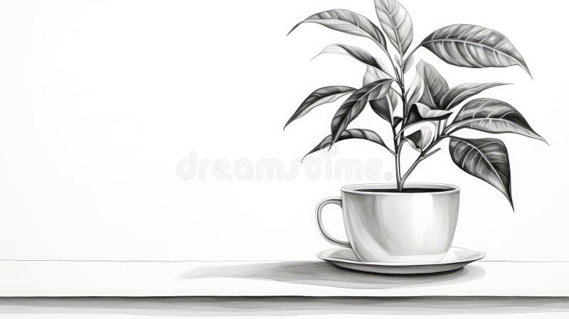 Forms coffee plant drawing stock illustration. Illustration of ...