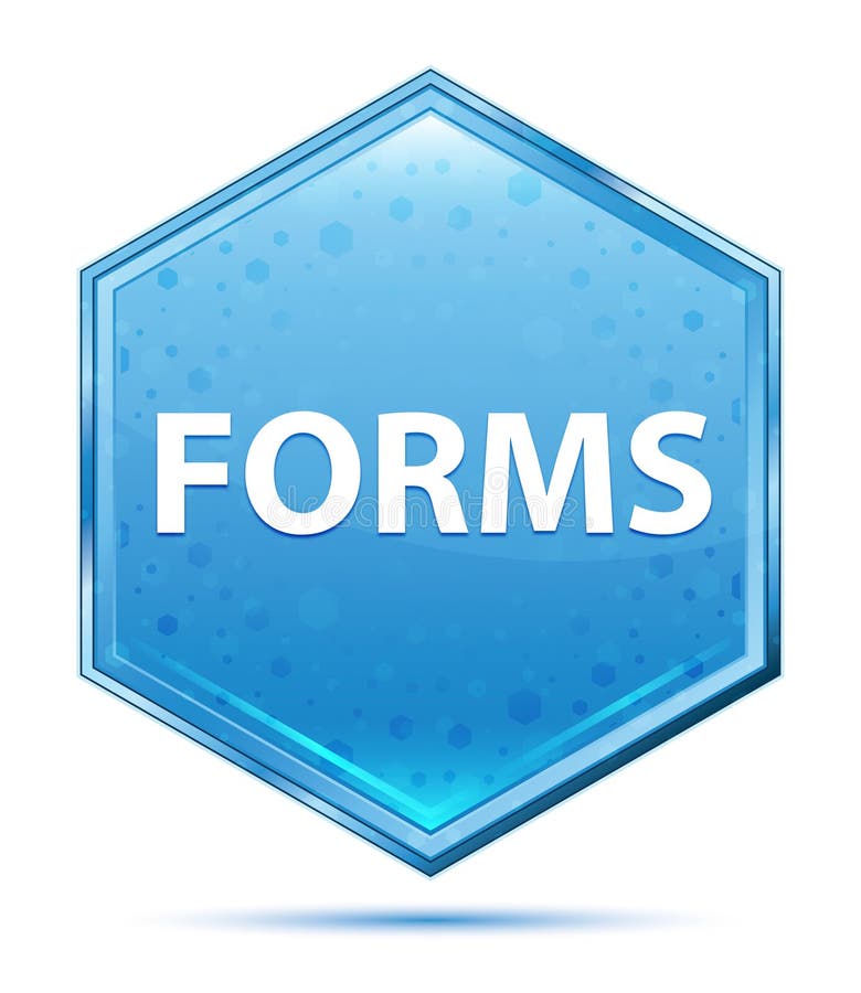Forms Crystal Blue Hexagon Button Stock Illustration - Illustration of ...