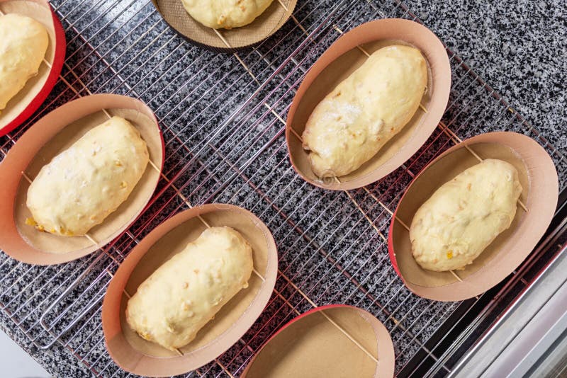 Forms with Fresh Bread Ready for Baking Top View Stock Image - Image of ...