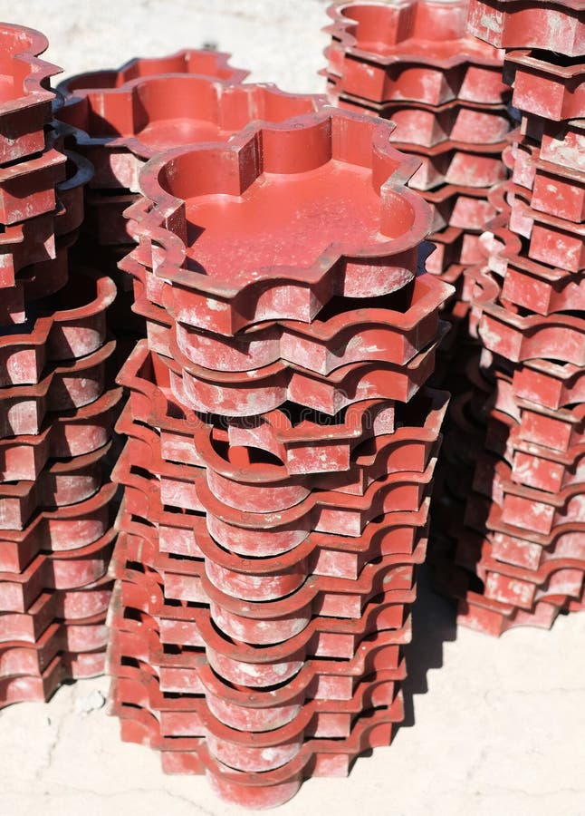 Forms for Paving Slabs. Production Line Inside a Road Pavement Factory ...