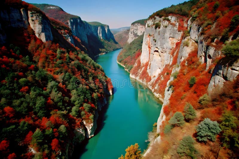 Forms the Tara River Canyon Stock Illustration - Illustration of water ...