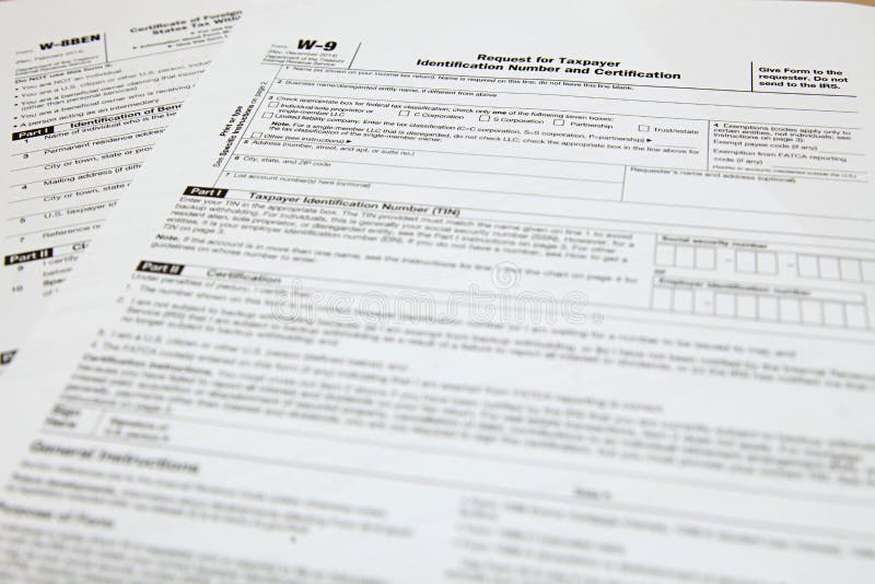 Forms W-8BEN and W9 stock photo. Image of income, finance - 59182304