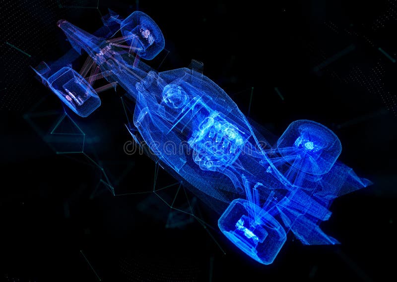 Formula Bolide. Black and Blue Shine Formation of 3d Model Stock ...