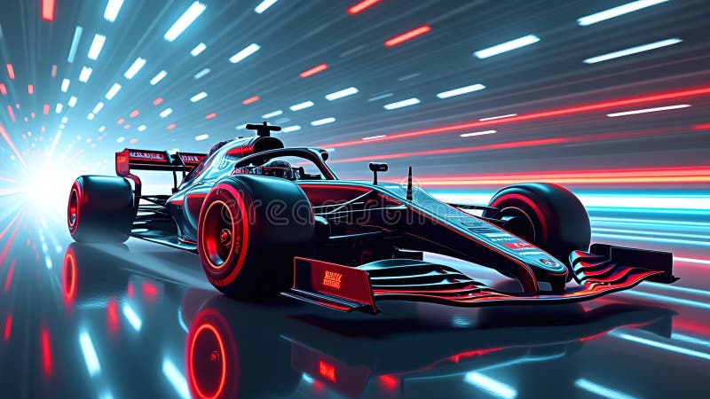 Formula 1 Car with Blurred Light Trails Background Stock Illustration ...