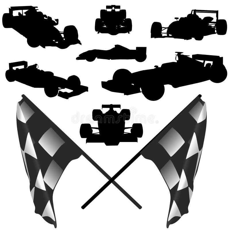 Red Formula One Car and Flag Stock Illustration - Illustration of power ...