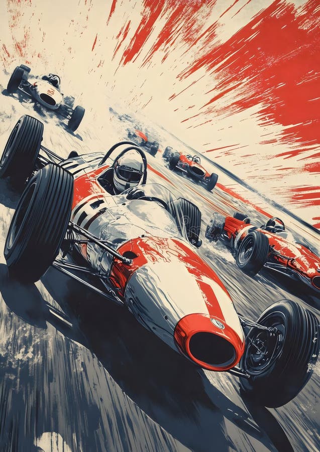 Formula 1 Vintage Car. Speed and Precision Stock Illustration ...